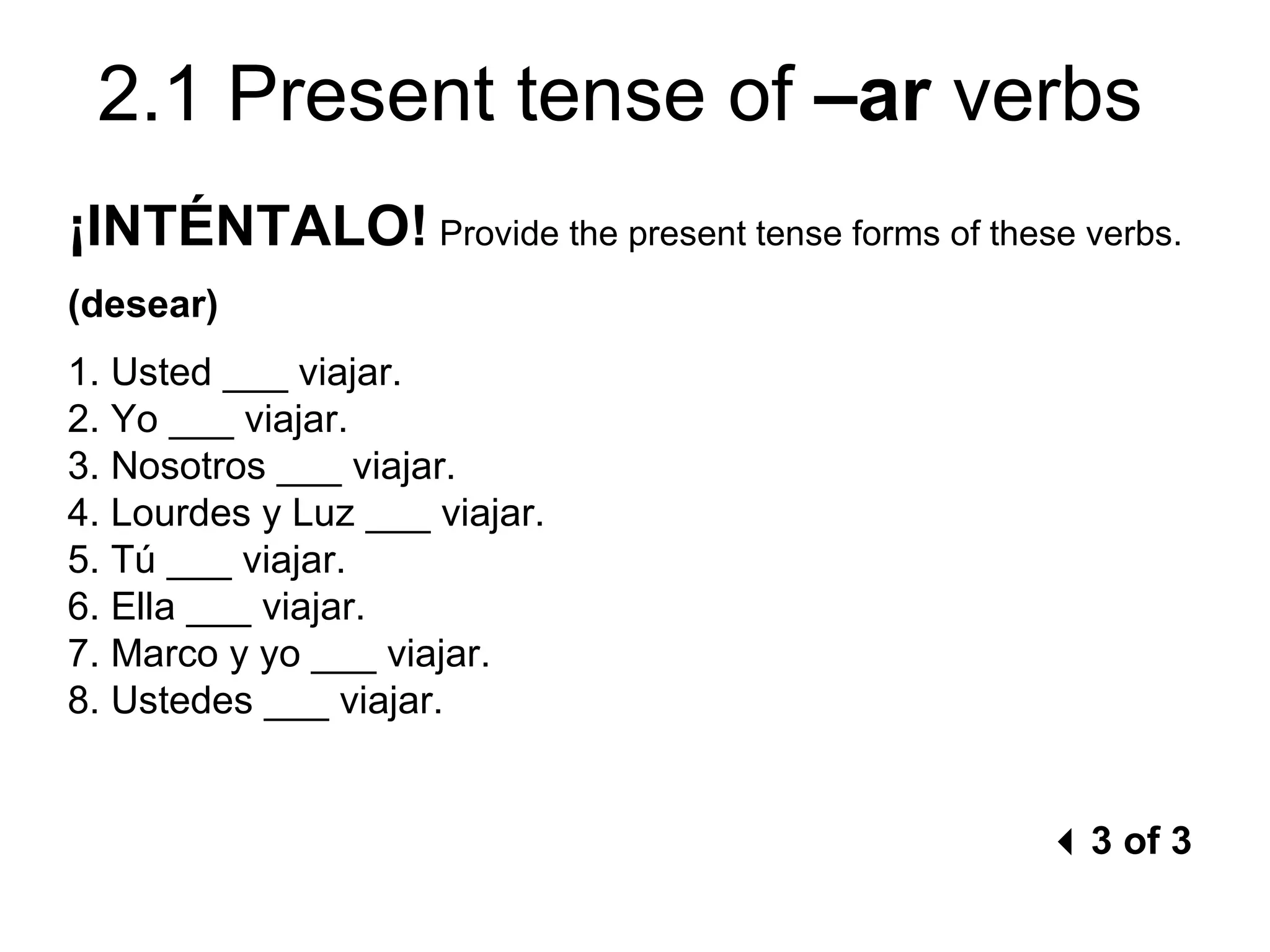 2.1 present tense of ar verbs | PPT