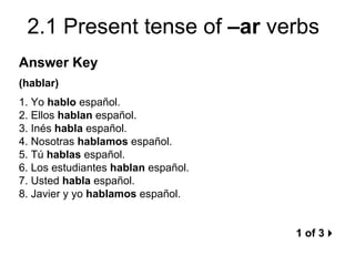 2.1 present tense of ar verbs | PPT