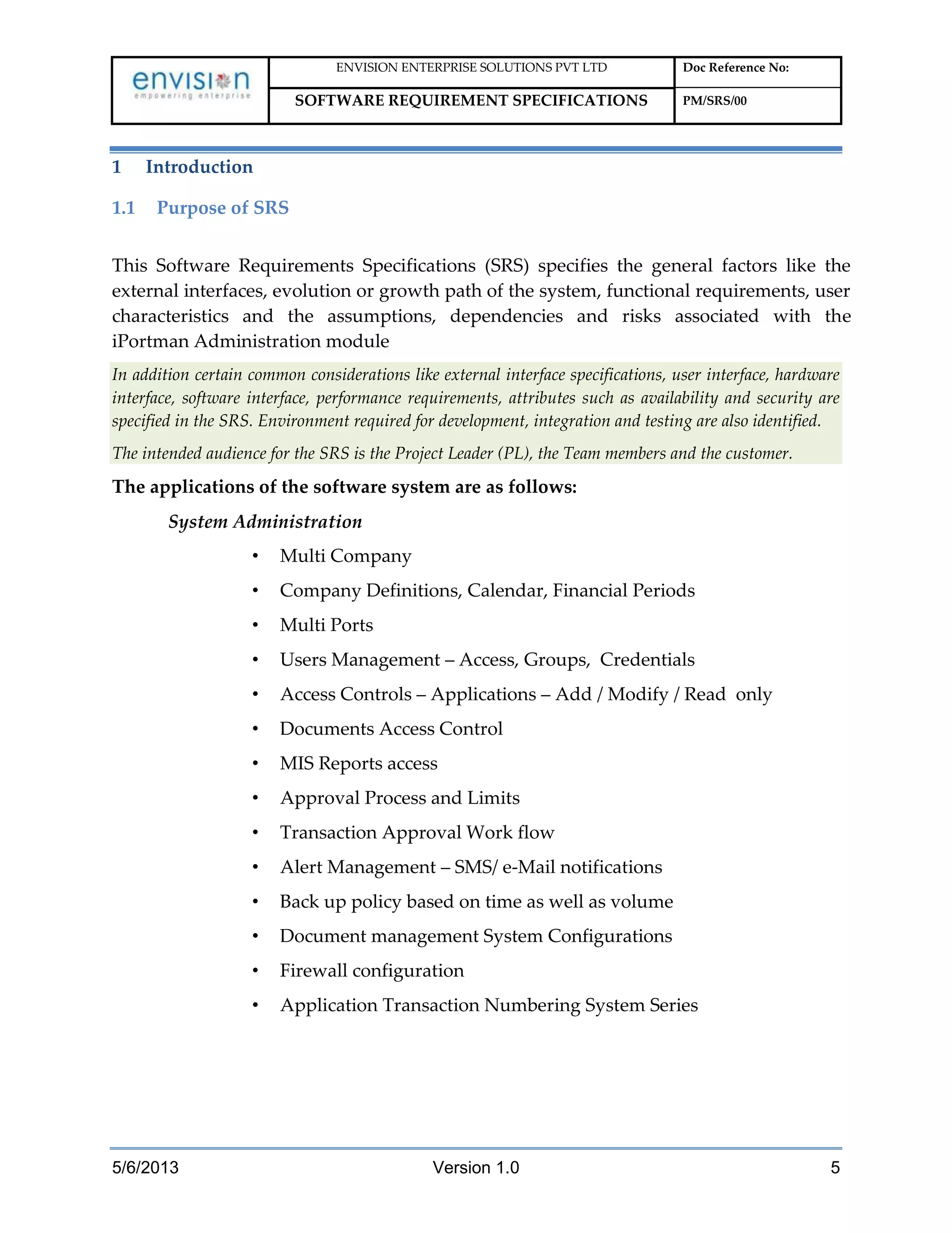 2.1 project management srs | DOCX