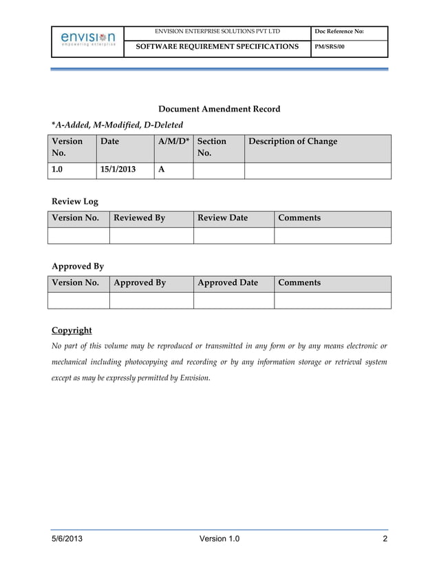 2.1 project management srs