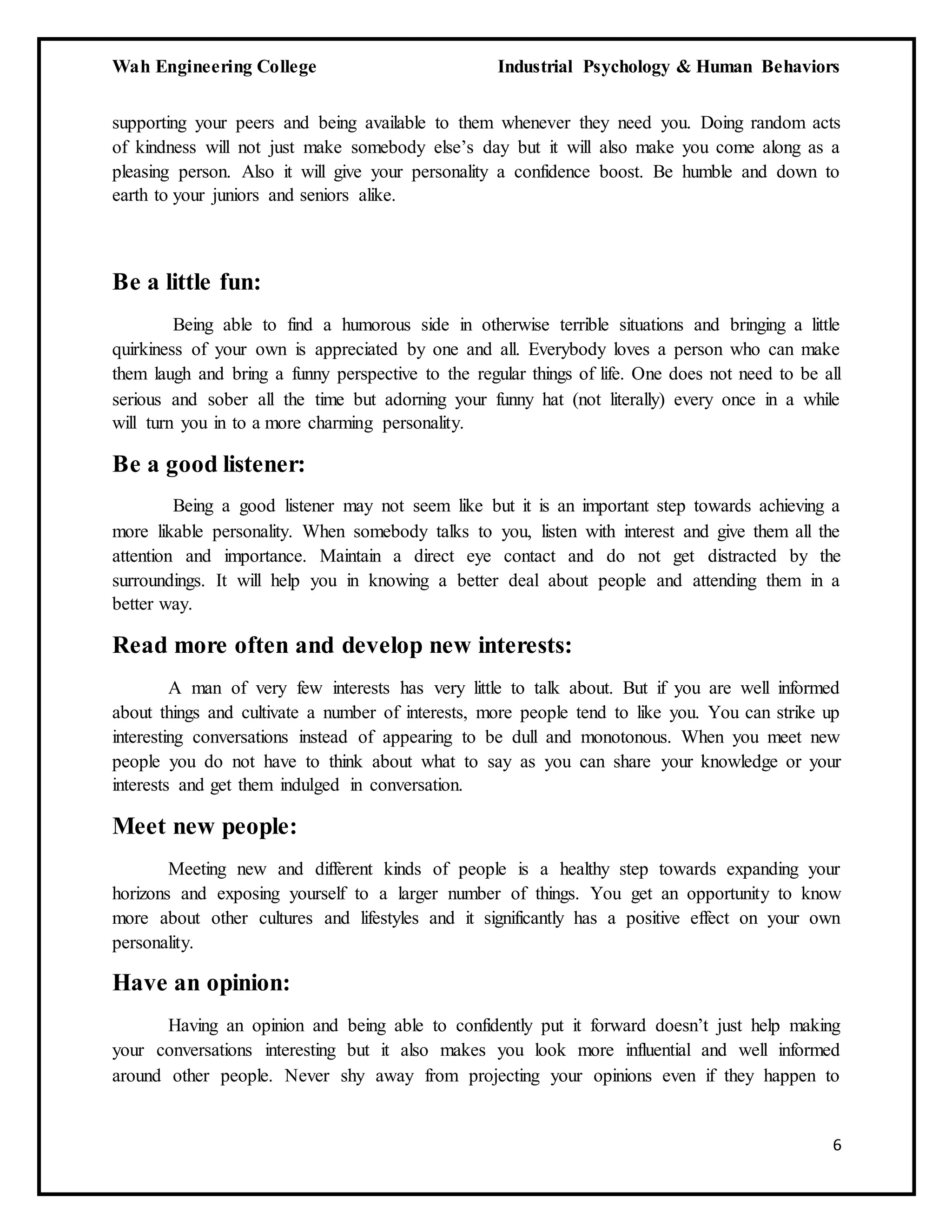 Personality,Personality Traits and Personality development | DOCX