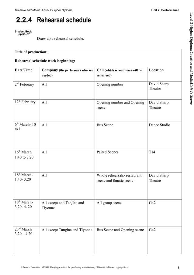 2.2.4 Rehearsal Schedule | DOC | Law