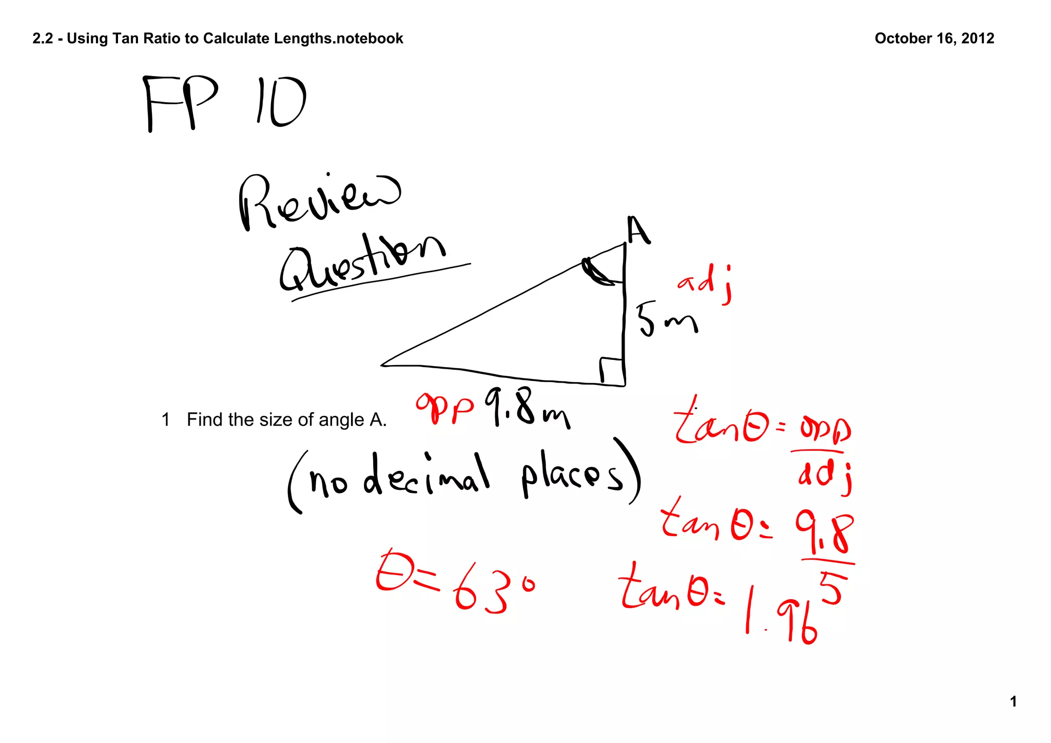 2.2 using the tan ratio to calculate lengths | PPT