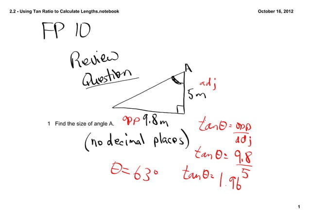 2.2 using the tan ratio to calculate lengths | PPT