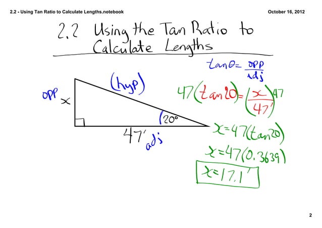2.2 using the tan ratio to calculate lengths | PPT