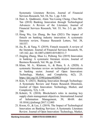 SYSTEMATIC LITERATURE REVIEW ON BANKING INNOVATION THROUGH TECHNOLOGY | PDF
