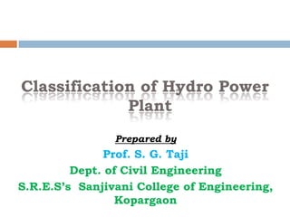 Classification of hydro power plant | PDF