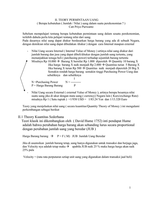 2. teory permintaan uang | PDF