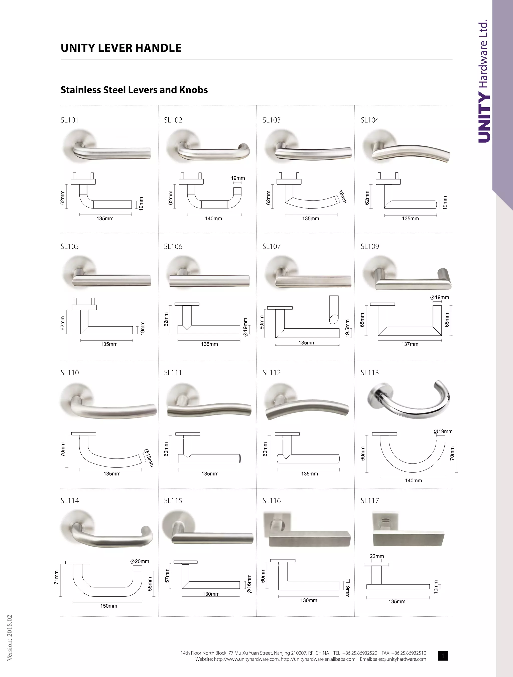 Door Lever Handles from UNITY Hardware Ltd. | PDF