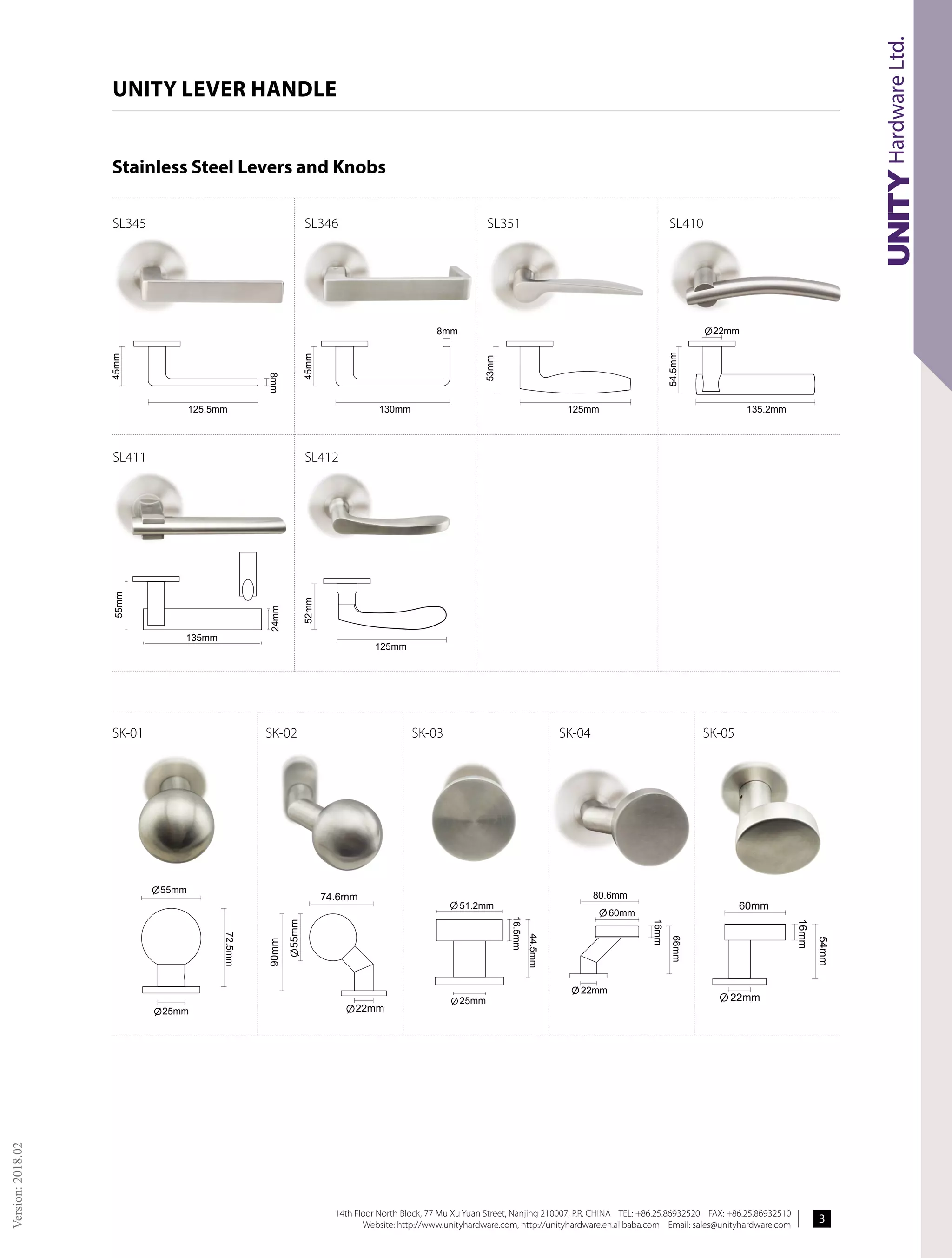Door Lever Handles from UNITY Hardware Ltd. | PDF