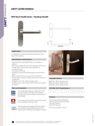 Door Lever Handles from UNITY Hardware Ltd. | PDF