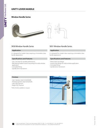 Door Lever Handles from UNITY Hardware Ltd. | PDF
