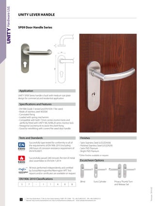 Door Lever Handles from UNITY Hardware Ltd. | PDF