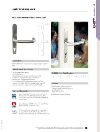 Door Lever Handles from UNITY Hardware Ltd. | PDF