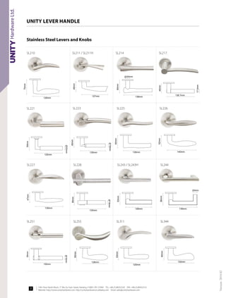 Door Lever Handles from UNITY Hardware Ltd. | PDF