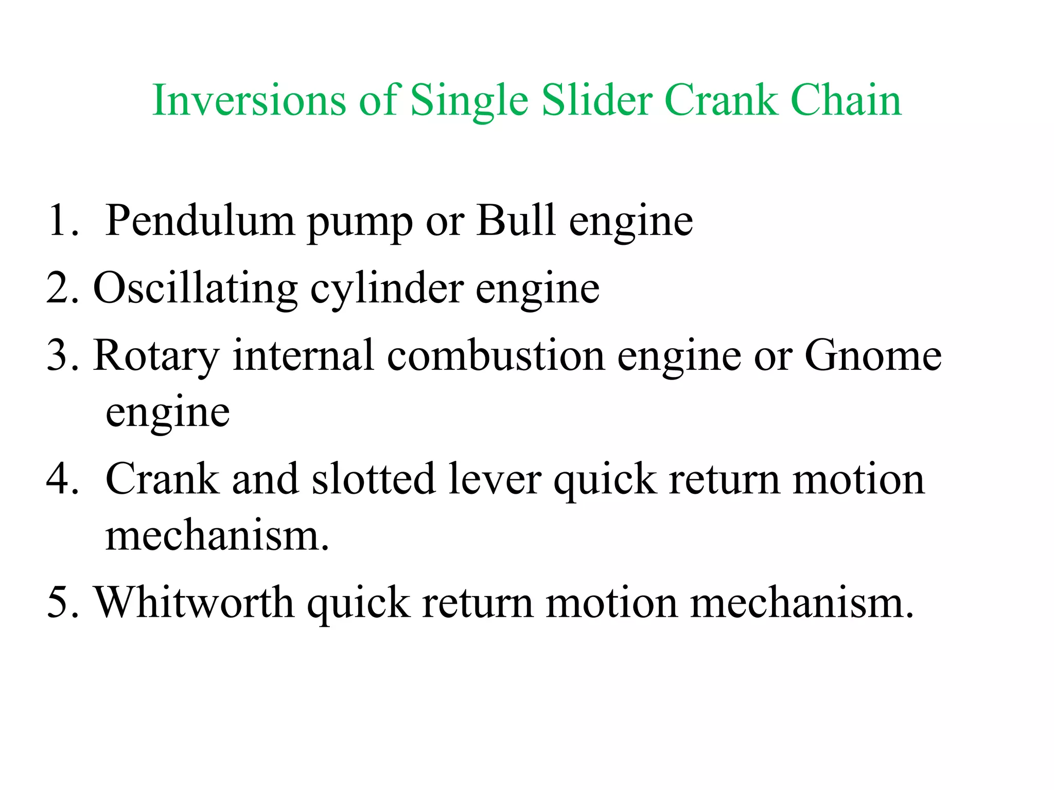 2.kinematics inversions of 4 bar and slide crank chain (1) (1) | PPT