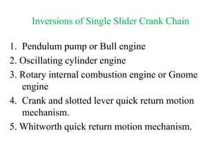 2.kinematics inversions of 4 bar and slide crank chain (1) (1) | PPT