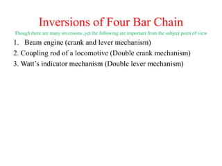 2.kinematics inversions of 4 bar and slide crank chain (1) (1) | PPT