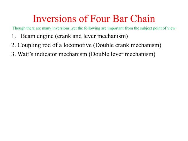 2.kinematics inversions of 4 bar and slide crank chain (1) (1) | PPT