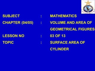 SURFACE AREA OF CYLINDER | PPT