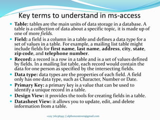 2.3.1 creating database, table and relationship on Access 2003 | PPT