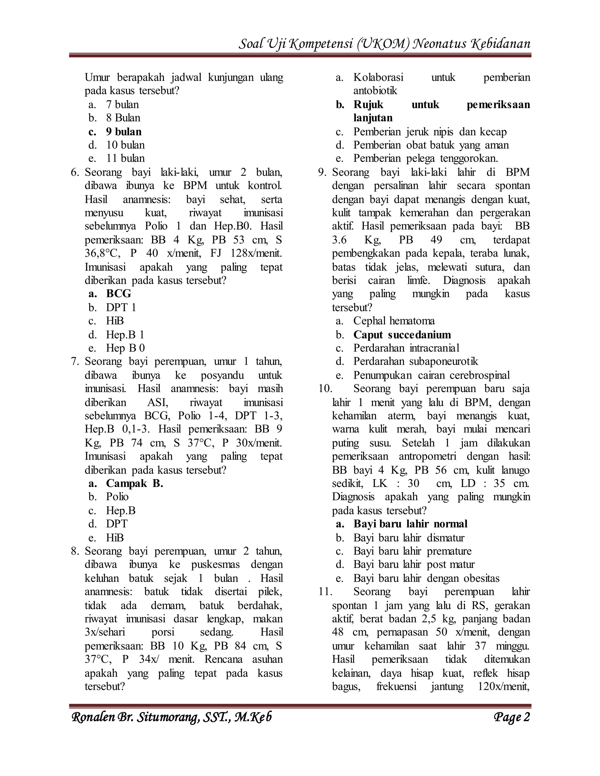 2. soal ukom neonatus 2020 ronalen situmorang fix ok | DOCX