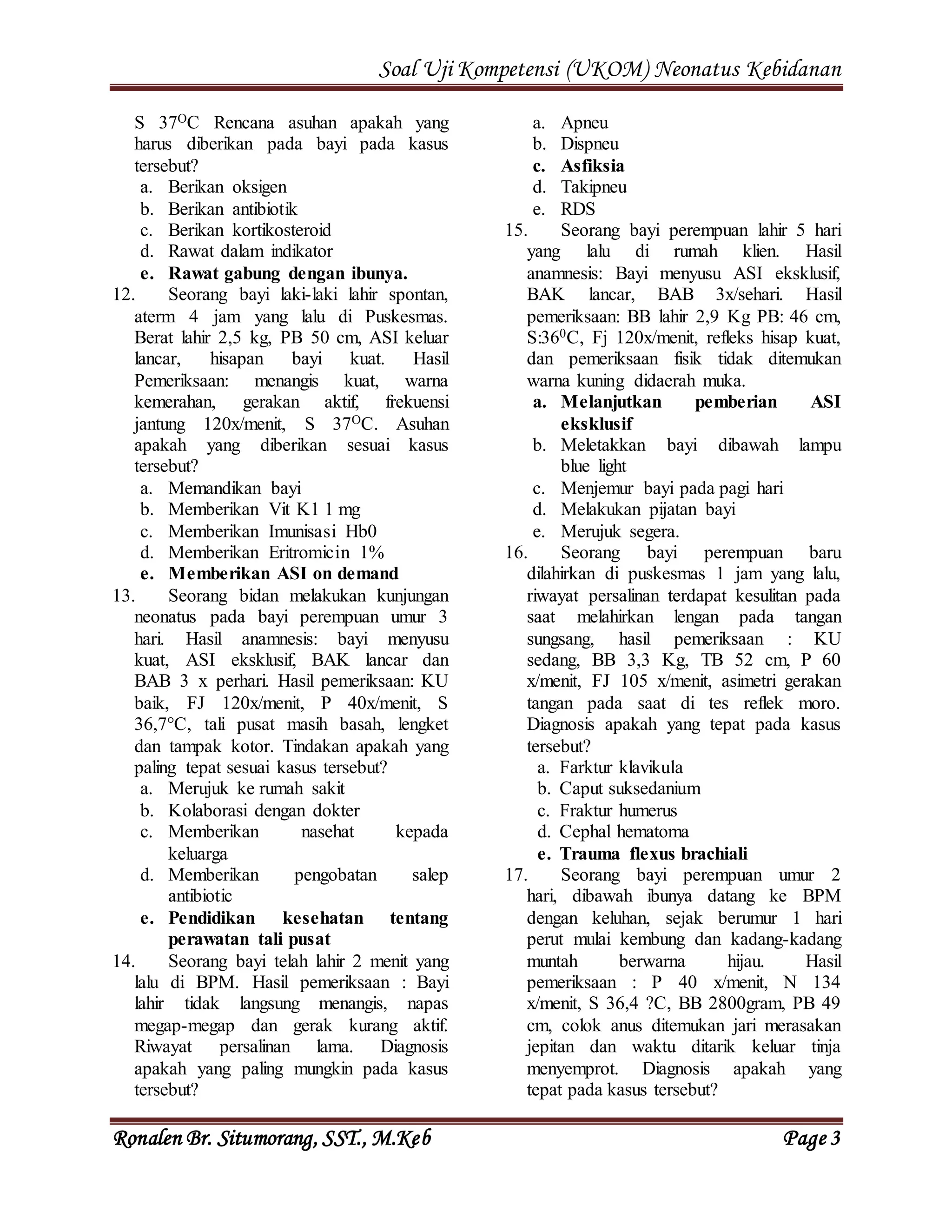 2. soal ukom neonatus 2020 ronalen situmorang fix ok | DOCX