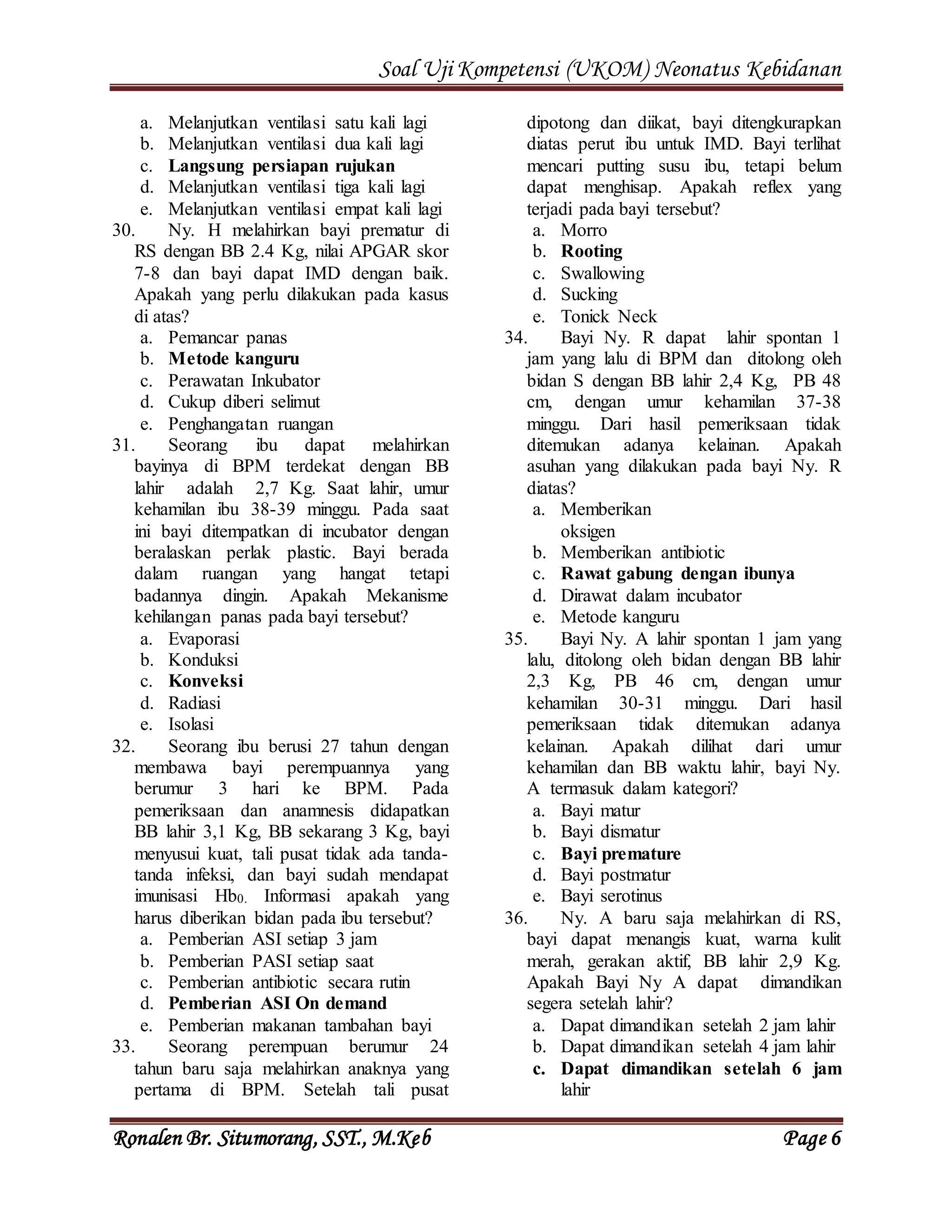 2. soal ukom neonatus 2020 ronalen situmorang fix ok | DOCX