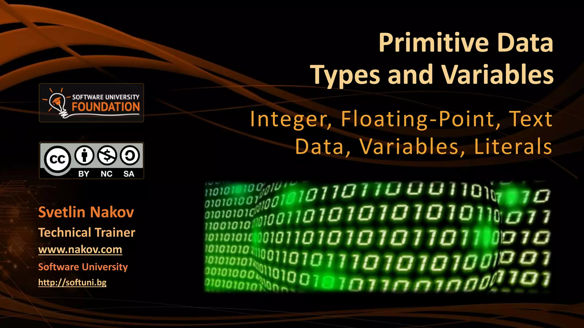 02 Primitive Data Types And Variables Pptx Programming Languages Computing