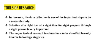 TOOLS IN RESEARCH | PDF | Educational Assessment | Education