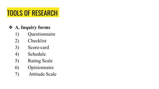 TOOLS IN RESEARCH | PDF