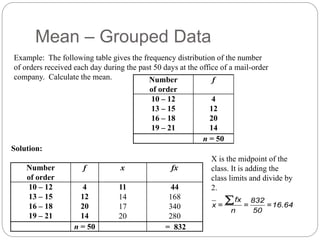 grouped data calcualtions | PPT