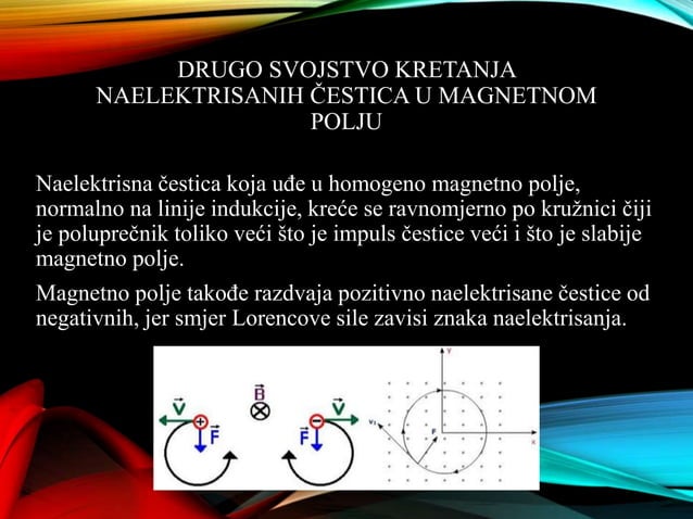 2. kretanje naelektrisanih cestica u magnetnom polju | PPTX