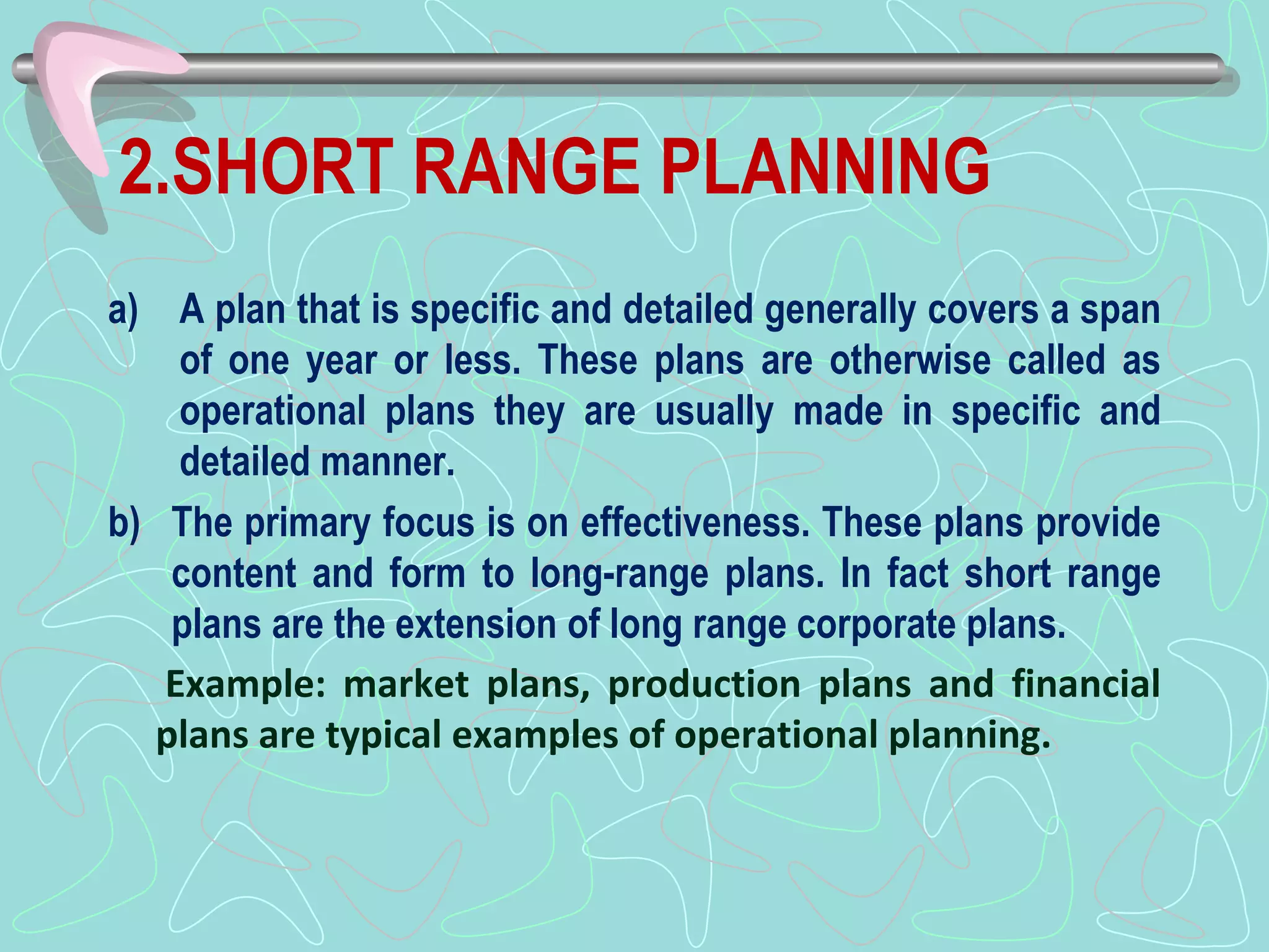 Planning, Nature, Significance, Process of Planning, Types of Planning ...