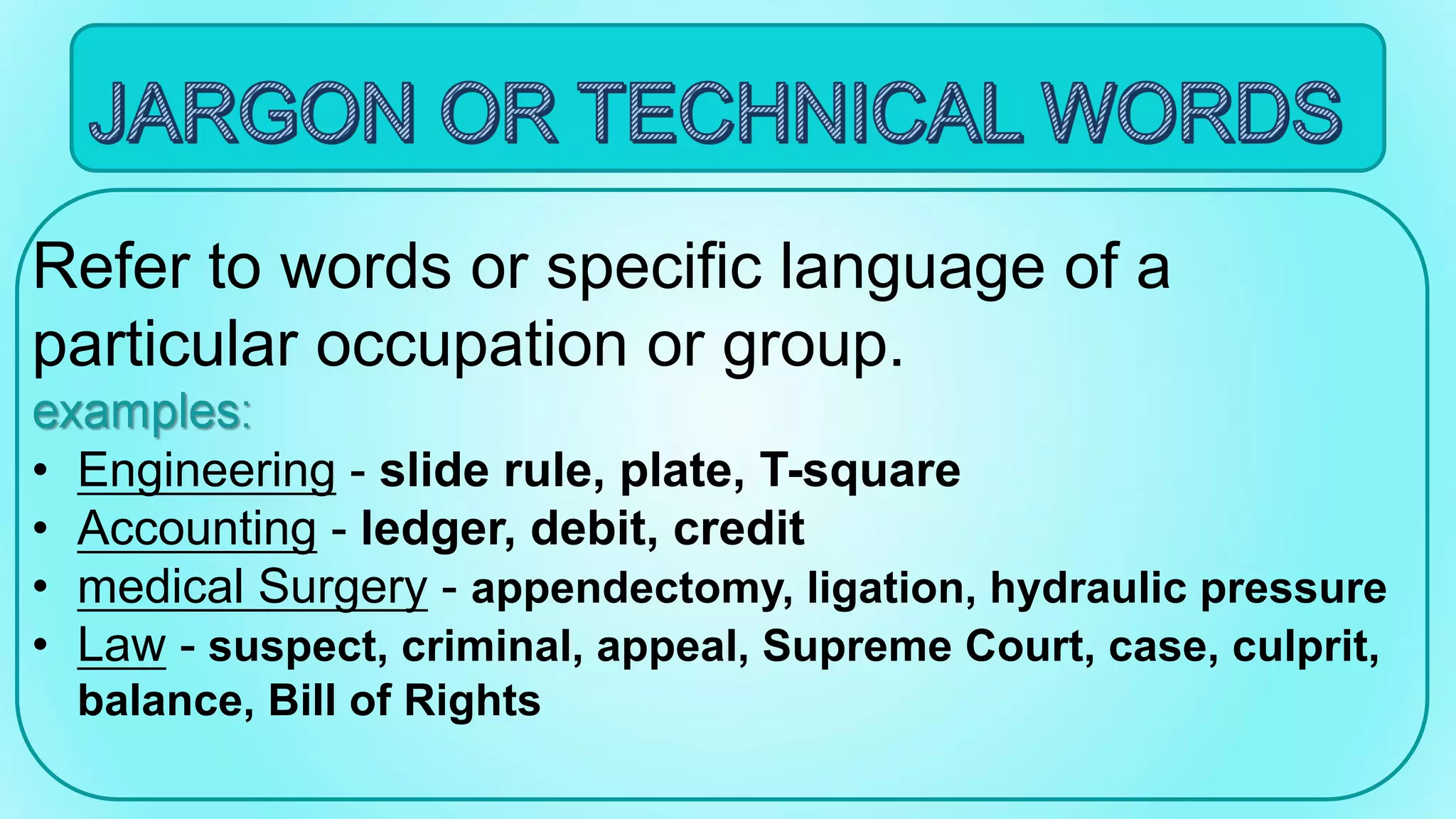 Classification of words-Technical Writing | PPT