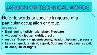 Classification of words-Technical Writing | PPT