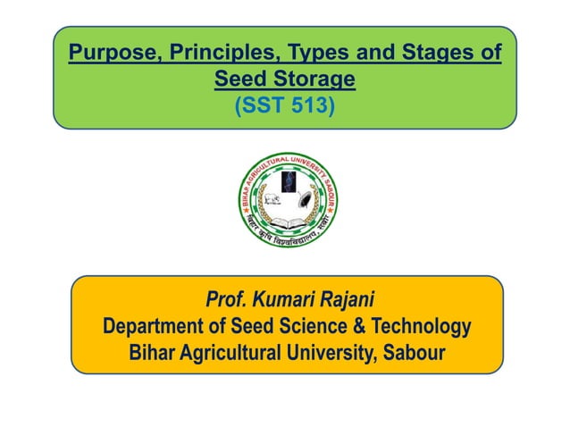 Principles of seed storage | PDF | Agriculture | Industries
