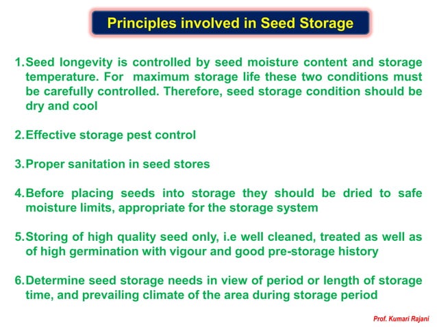 Principles of seed storage | PDF | Agriculture | Industries