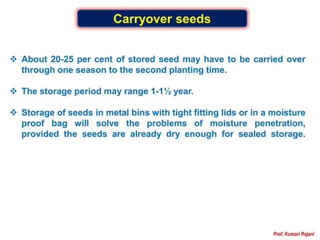 Principles of seed storage | PDF | Agriculture | Industries