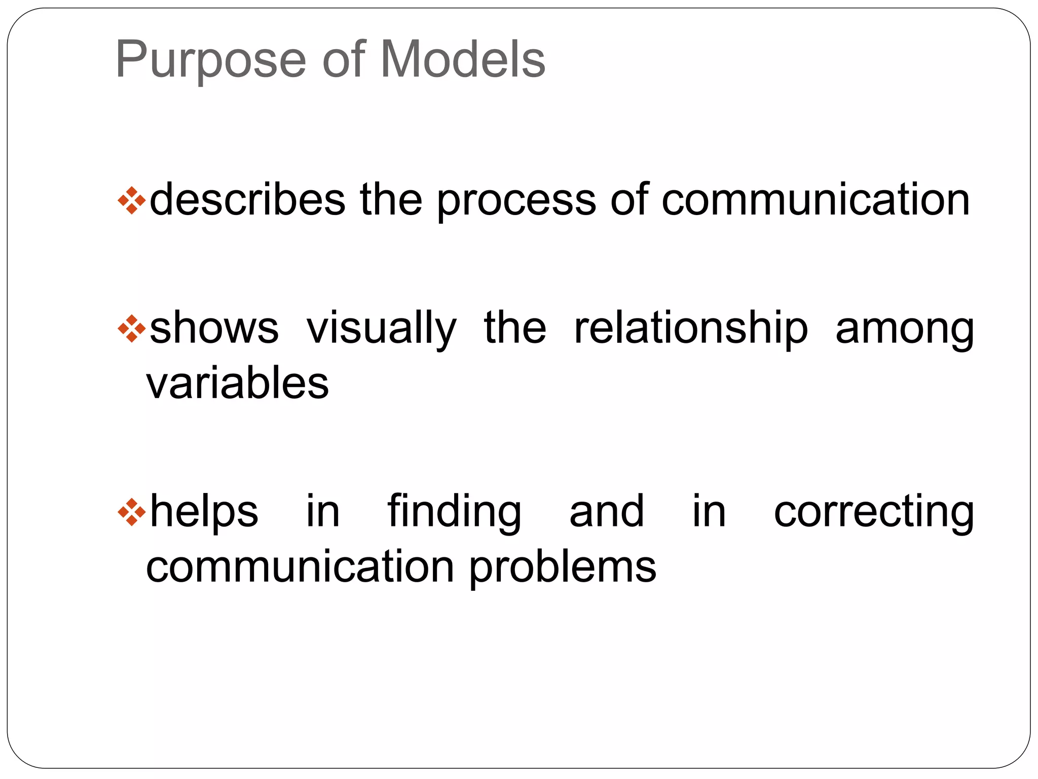 2. various models of communication and unique features of communication ...