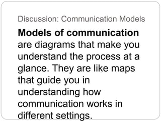 2. various models of communication and unique features of communication ...
