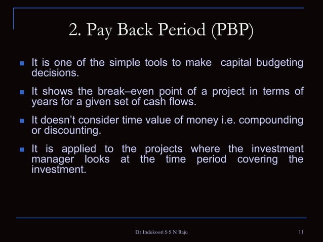 Traditional Capital Budgeting Tools | PPT