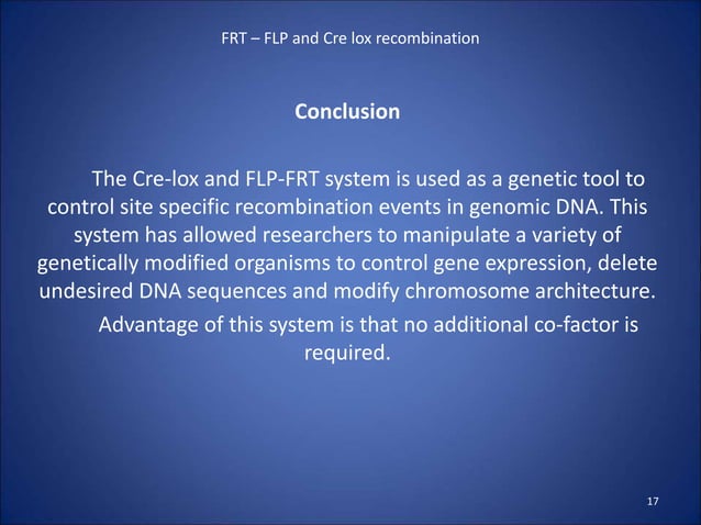 Recombinase Cre Lox And Flp Frt Ppt Chemistry Science