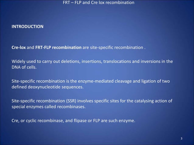 Recombinase Cre Lox And Flp Frt Ppt Chemistry Science
