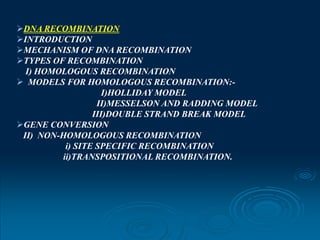 DNA repair and recombination | PPT