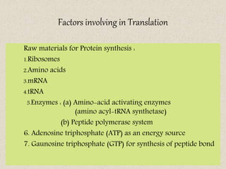Prokaryotic translation machinery by kk | PPTX