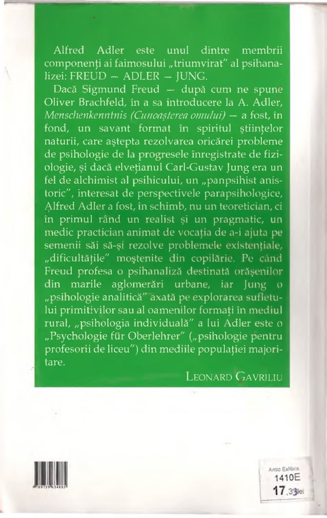 2. Psihologia scolarului greu educabil - Alfred Adler Edit. IRI, 231 pg ...