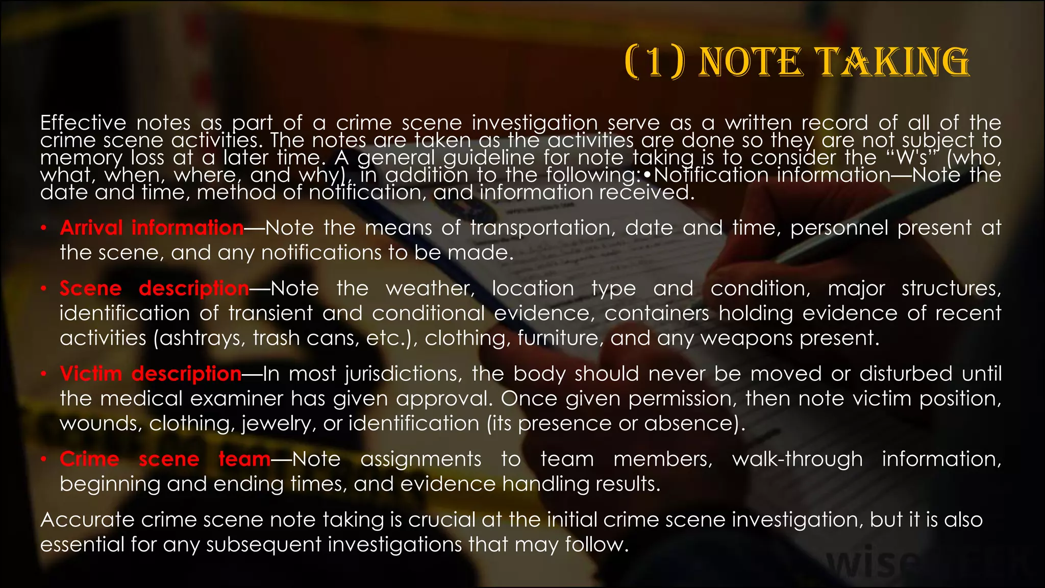 Crime scene management | PDF