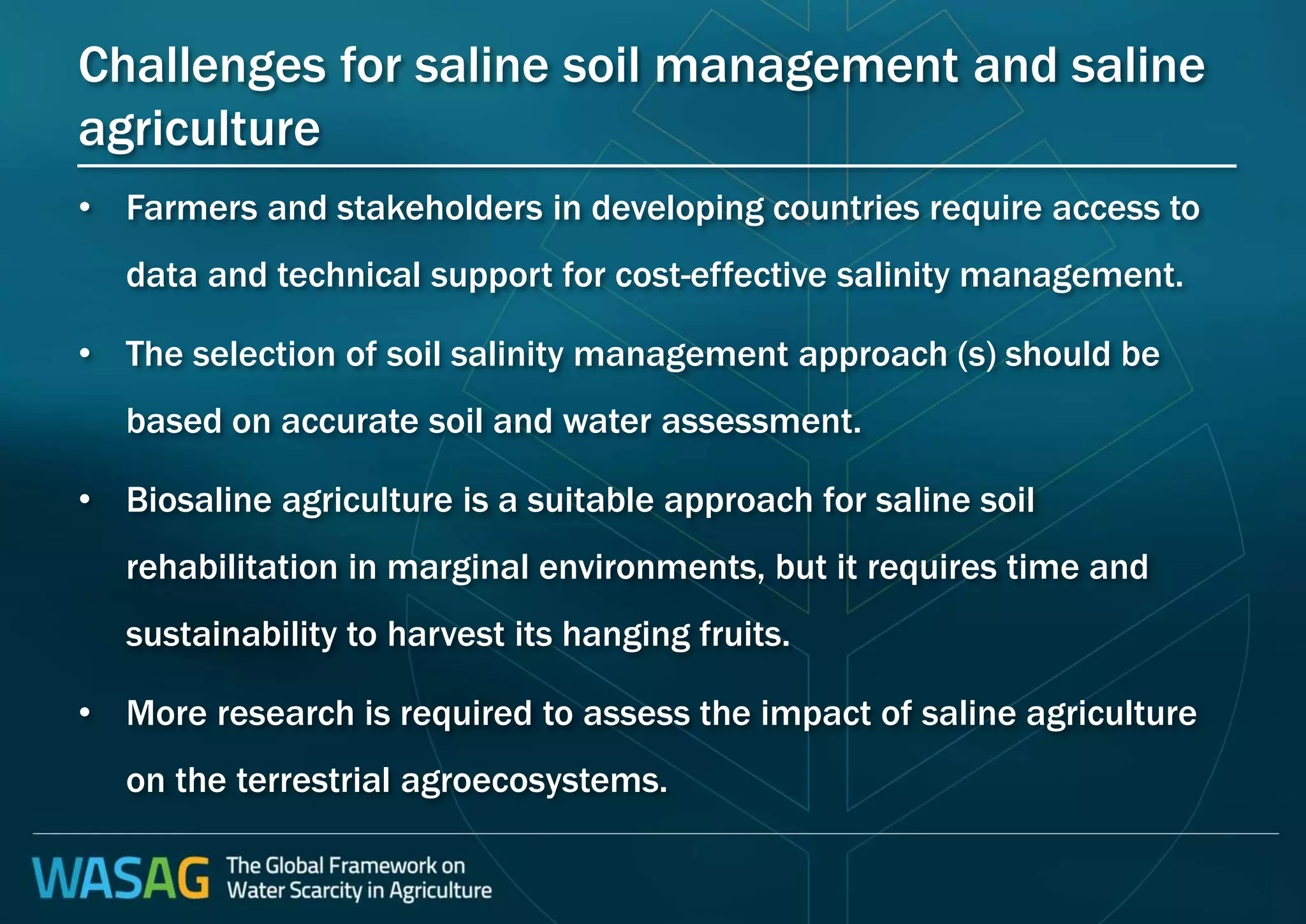 Learned lessons from saline soil management and saline agriculture projects | PPT
