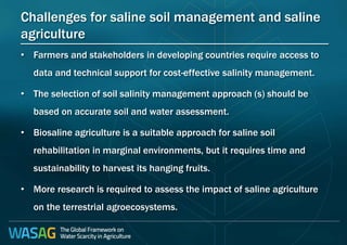 Learned lessons from saline soil management and saline agriculture ...